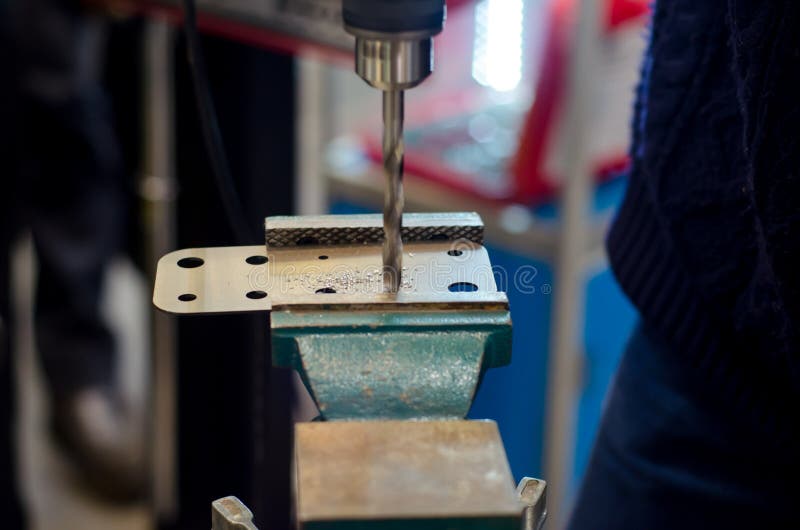 Drilling machine in action stock image. Image of ironworks - 141110319