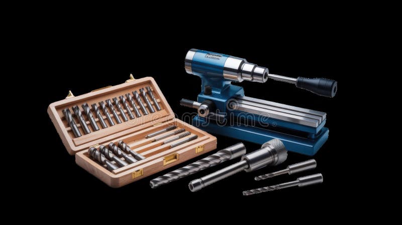 Drilling Machine and Drill Bits Set on Transparent Background Stock ...