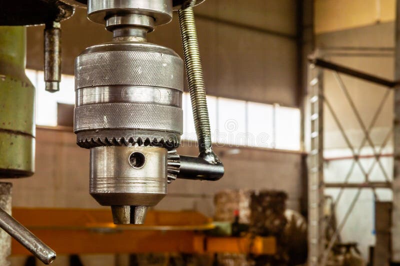 Drilling Machine in Factory Workshop Stock Photo - Image of lathe ...