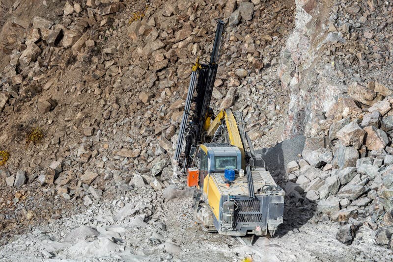 Drilling Machine in Open Cast Mining Quarry Stock Photo - Image of ...