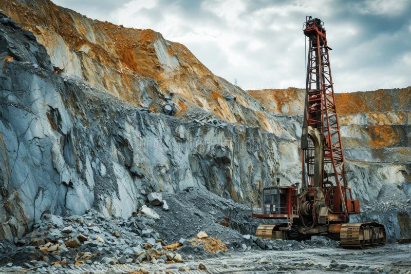 Drilling Machine in Open Cast Mining Quarry Stock Illustration ...