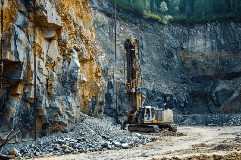 Drilling Machine in Open Cast Mining Quarry Stock Illustration ...