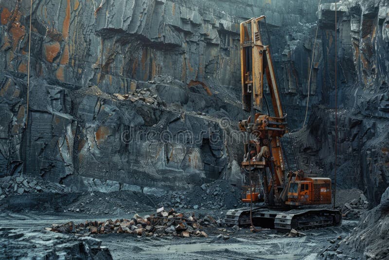 Drilling Machine in Open Cast Mining Quarry Stock Illustration ...