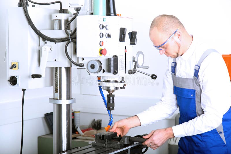 Drilling Machine Operator at Work. Stock Photo - Image of manufacturing ...
