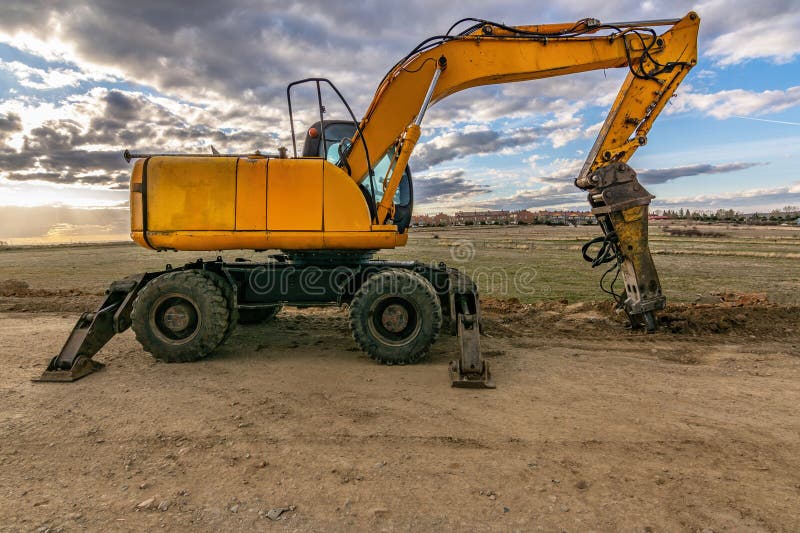 Drilling Machine Working on a Construction Site Stock Image - Image of ...