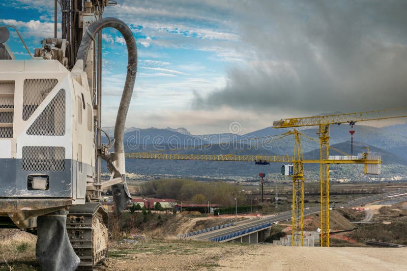 Drilling Machine Working on a Construction Site Stock Photo - Image of ...