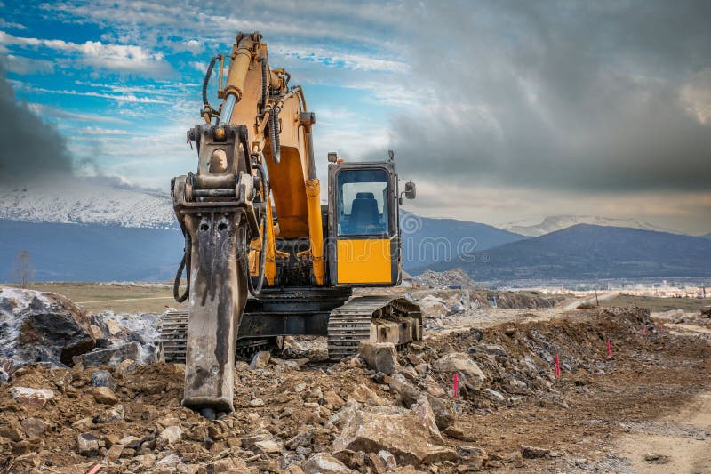 Drilling Machine Working on a Construction Site Stock Photo - Image of ...