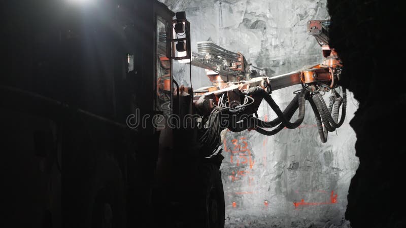 A Drilling Machine Works in an Underground Mine. Stock Footage - Video ...