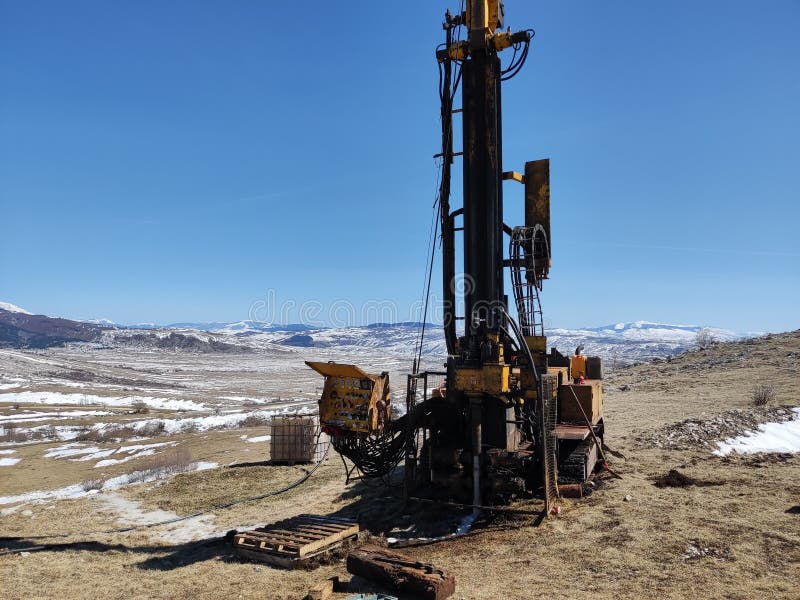 Drilling in a Mountainous Landscape: Industry Meets Nature Stock Image ...
