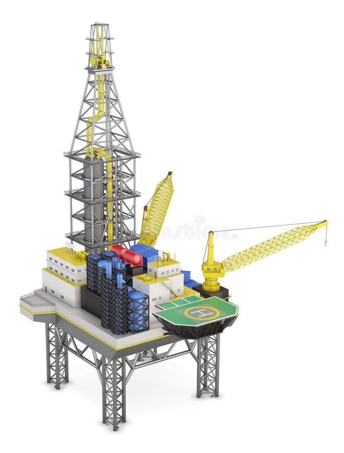 Drilling Offshore Platform Oil Rig Stock Illustration - Illustration of ...
