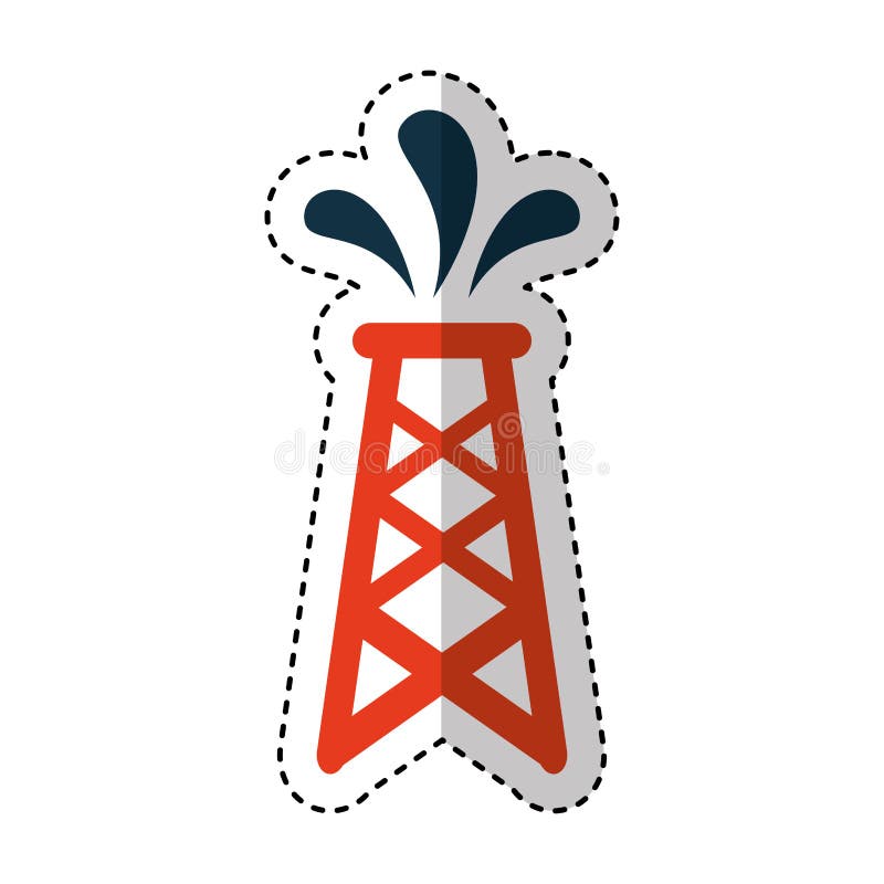 Oil Drilling Rig Tower Icon with Flame Flat Vector Illustration ...