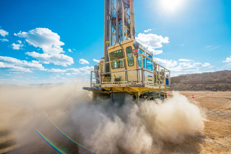Drilling at an open pit stock photo. Image of explode - 96966194
