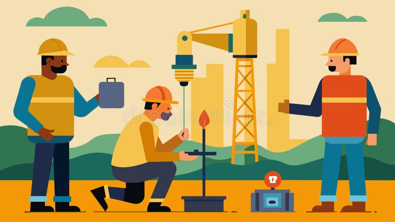 The Drilling Process Halted Momentarily As Workers Carefully Examine ...