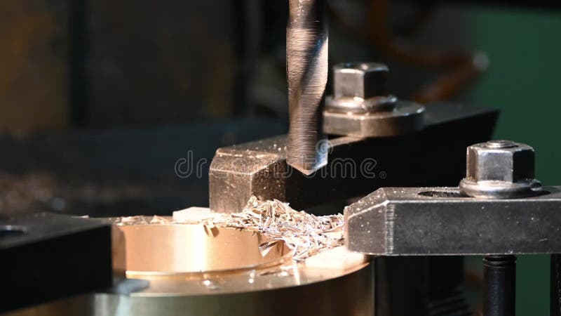 The Drilling Process on NC Milling Machine with Brass Material Stock ...