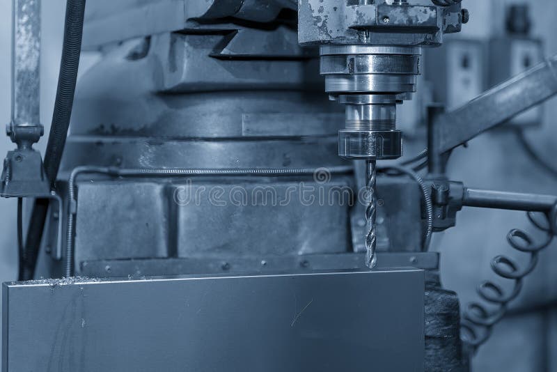 The Drilling Process on NC Milling Machine with Brass Material Stock ...