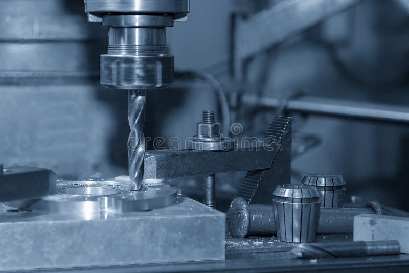 The Drilling Process on NC Milling Machine with Brass Material Stock ...