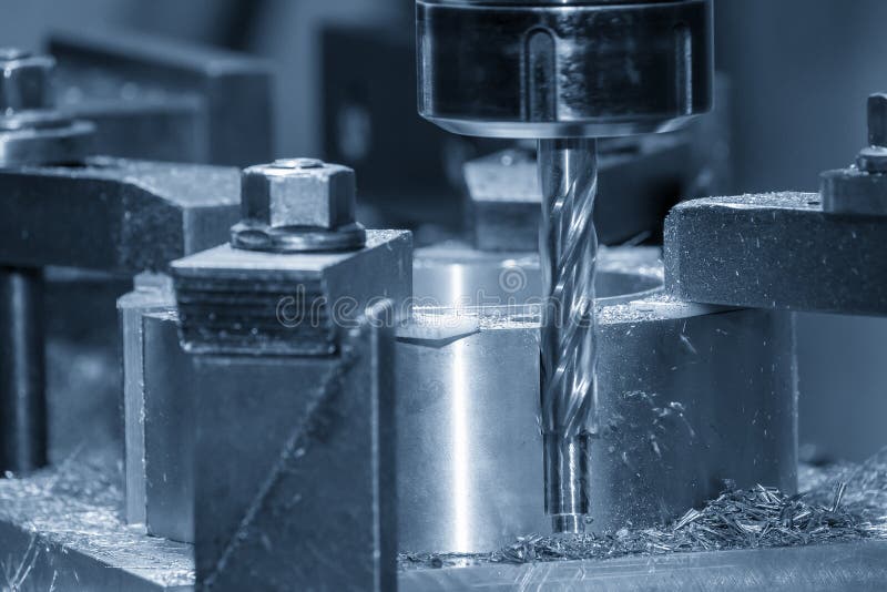 The Drilling Process on NC Milling Machine Stock Photo - Image of ...