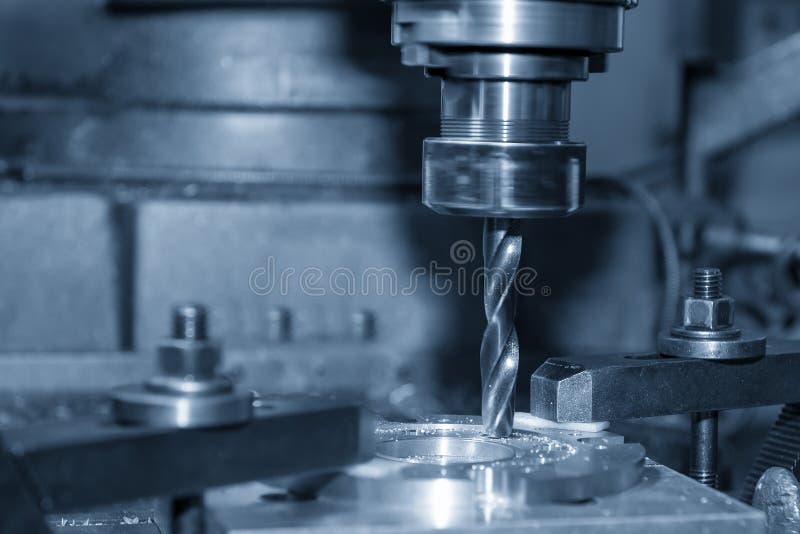 The Drilling Process on NC Milling Machine Stock Image - Image of ...