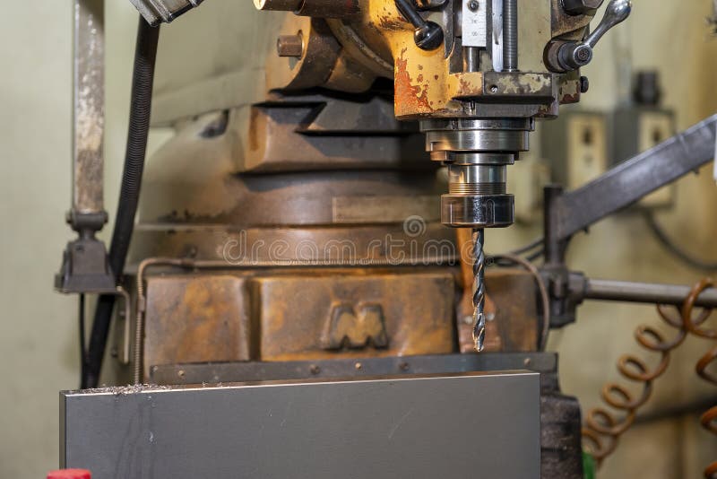 The Drilling Process on NC Milling Machine Stock Photo - Image of ...