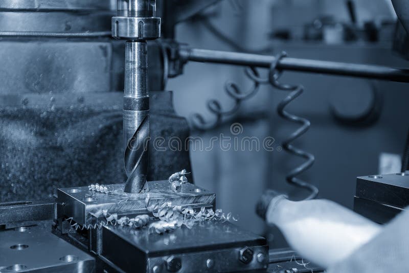 The Drilling Process on NC Milling Machine with Metal Material in the ...