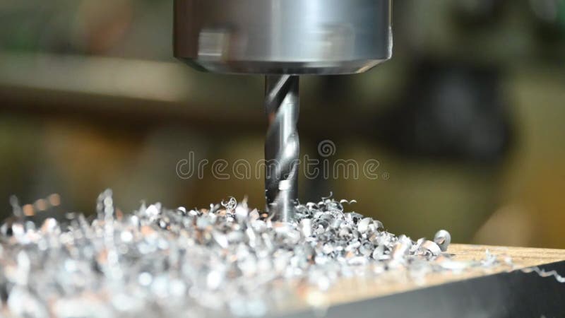 The Drilling Process on NC Milling Machine with Scrap Material Stock ...