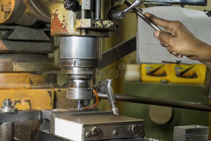 The Drilling Process at Brass Material Parts on Turning Machine Stock ...