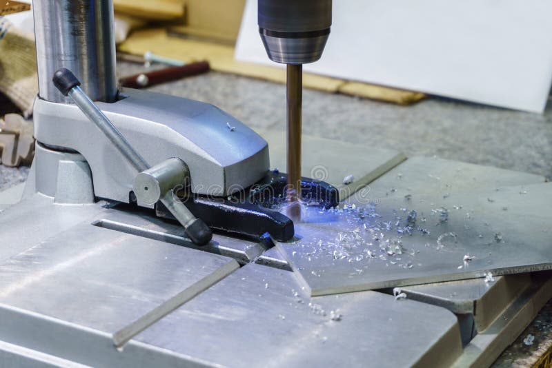Drilling Process of Metal on Machine Tool Stock Image - Image of boring ...