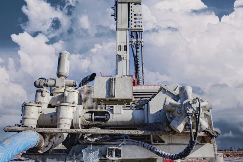 Drilling Rig Close-up at a Construction Site. Deep Hole Drilling ...