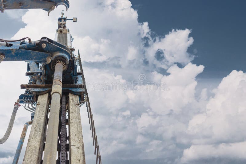 Drilling Rig Close-up at a Construction Site. Deep Hole Drilling ...