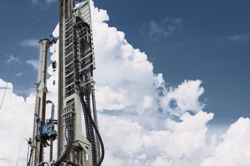 Drilling Rig Close-up at a Construction Site. Deep Hole Drilling ...