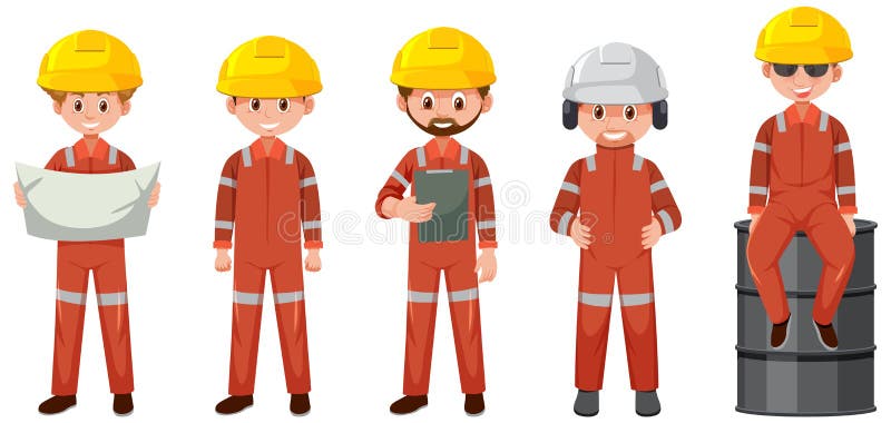Drilling Rig Crews Cartoon Characters Stock Vector - Illustration of ...