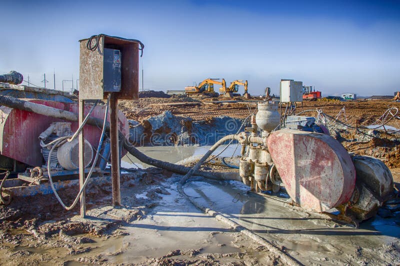 Drilling Rig. Drilling Deep Wells. Pit for Drilling Mud. Drilling ...