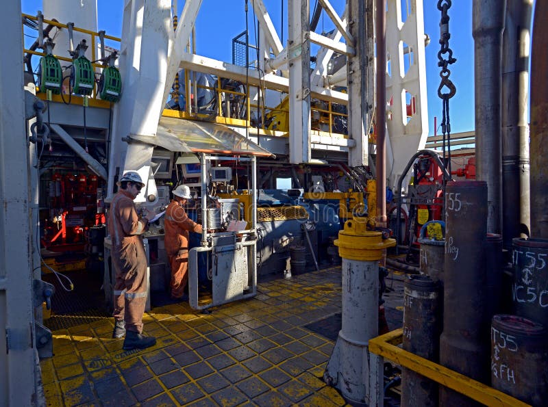 Drilling Rig, Drill Pipe Storage on Drill Floor on an Offshore Platform ...