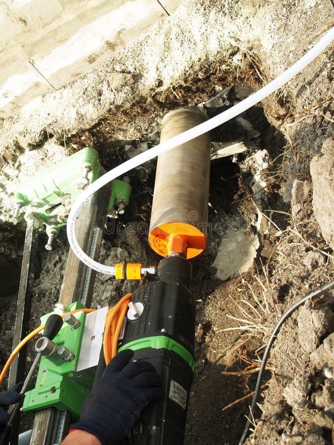 Diamond Cutting of Concrete Stock Image - Image of diamond, holes ...