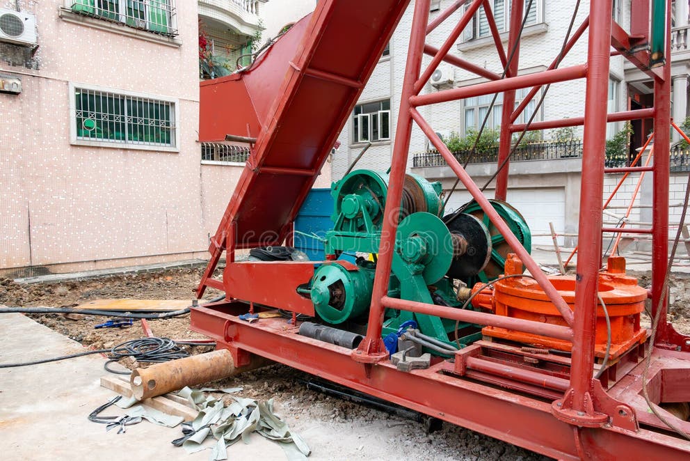 Drilling Rig for Foundation Digging at Horizontal Composition Stock ...