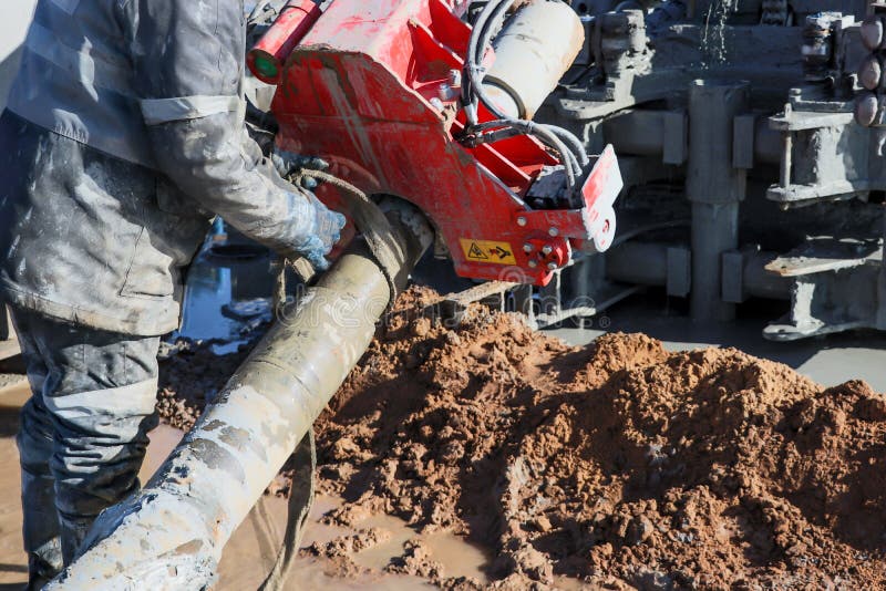 Drilling Rig. Installing an Expander for a Deep Well. Stock Image ...