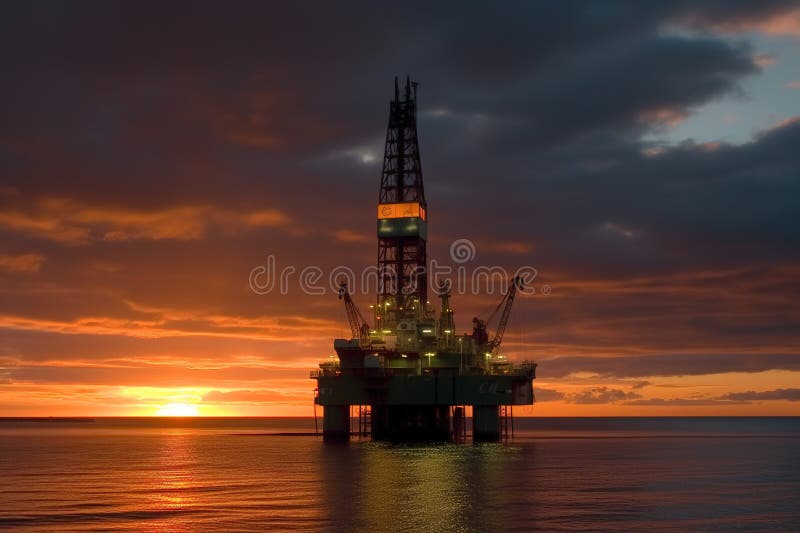 A Drilling Rig in the Middle of the Ocean. Generative AI Stock ...
