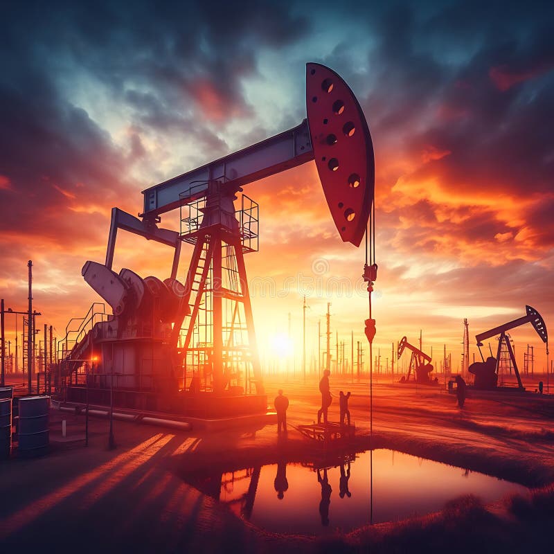 Drilling Rig Platform at Sea As a Part of Petroleum Industry in the Sky is Blue Clear Stock ...