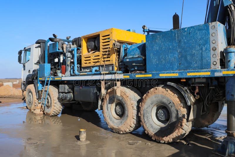 Drilling Rig. Preparing To Work at Great Depth. Stock Image - Image of ...