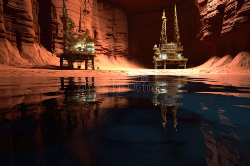 Drilling Rig Shadow on Icebergs Icy Surface Stock Photo - Image of ...