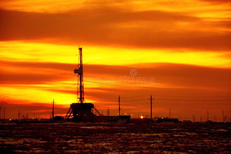 The Drilling Rig during Sunset Stock Photo - Image of night, resources ...
