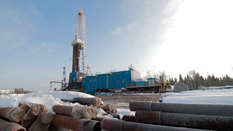 Drilling rig Winter stock video. Video of laborer, penetration - 63563839