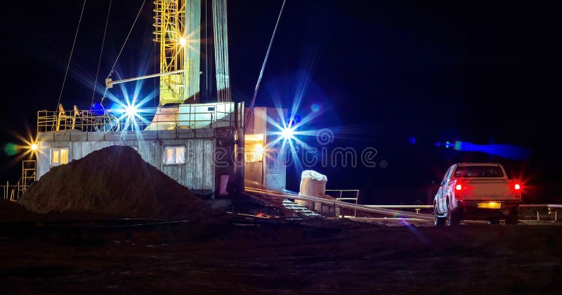 Drilling rigs stock image. Image of drilling, night, rigs - 69615757