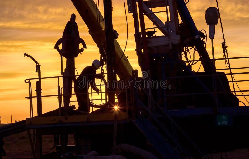 Drilling rigs. stock image. Image of sunset, pink, collects - 73500277