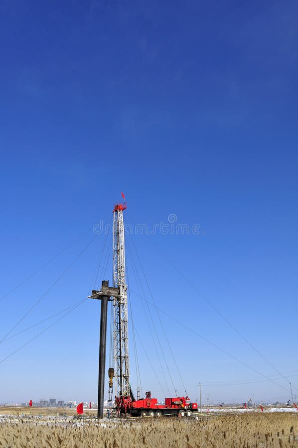 Oil Wells and Drilling Tower Stock Image - Image of cloud, corporate ...