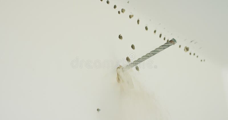 Drilling a Wall with a Hand Hammer, Cement Hole, Renovation, Demolition ...