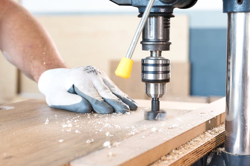 Drilling in a wood. stock image. Image of service, machine - 163720755