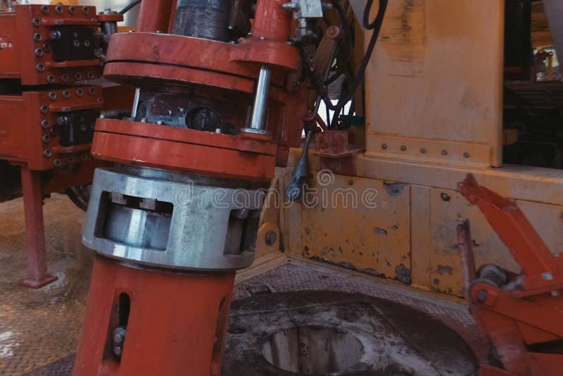 Drilling Work at the Well. Drill Rig, Rotation of Drill Pipe Stock ...