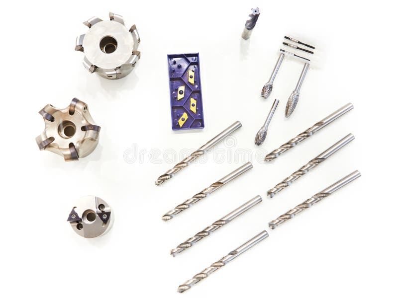 Drills and Milling Cutters Tool Bits for Metal Isolated White Stock ...
