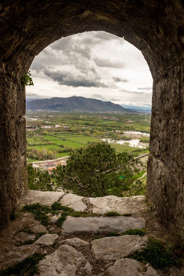 The Drin River Valley View from the Shkoder Castle Window Stock Image ...